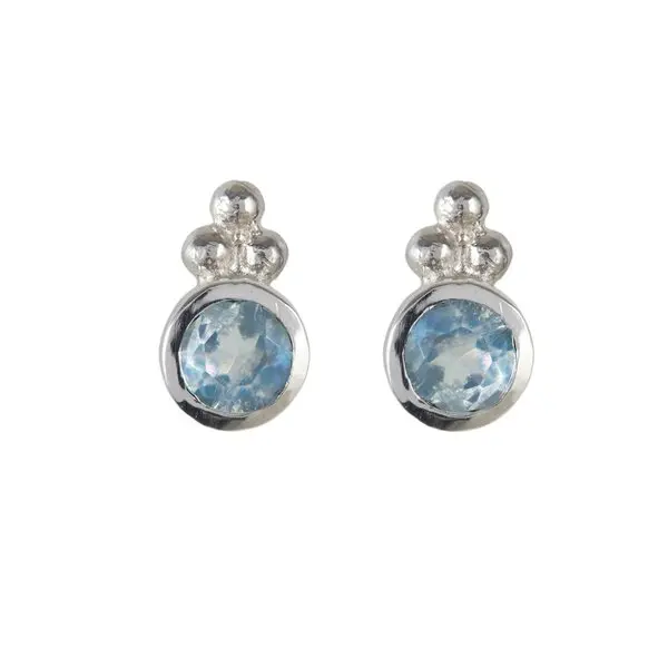 CHARLOTTE'S WEB JEWELLERY Holi Jewel Silver Stud Earrings With Topaz - Blue