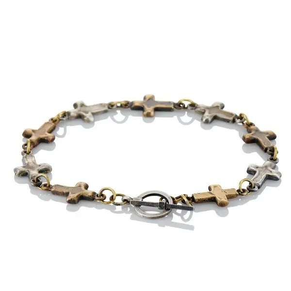 CARTOGRAPHY Amerigo Cross Bracelet - Gold/grey/silver