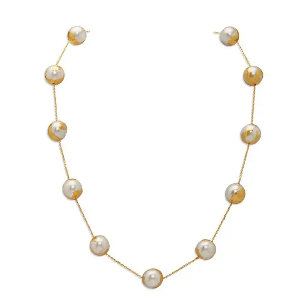 DHWANI BANSAL Selene Baroque Pearl Necklace - Gold/white