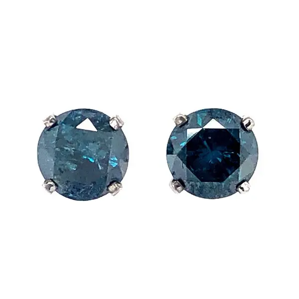 ARTISAN 14k White Gold Stud Earrings With 2.6 Ct. Natural Diamonds - Blue/white