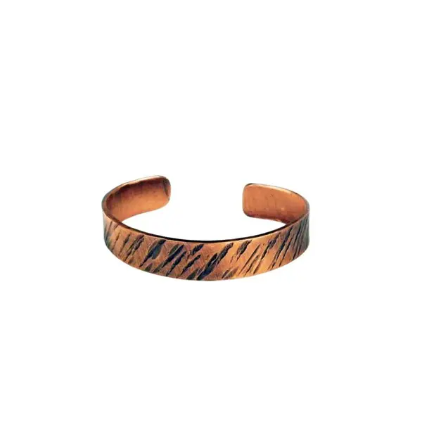 ANATOLIACRAFT Hand-textured Copper Cuff Bracelet - Black/brown