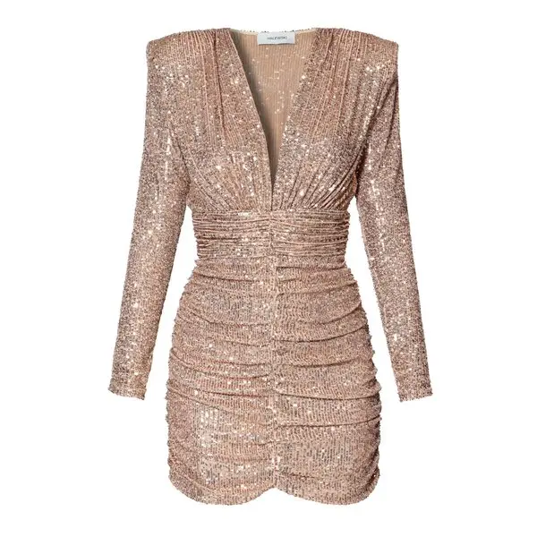 AGGI BY HALEWSKI Jessica Sequin Mini Dress - Gold