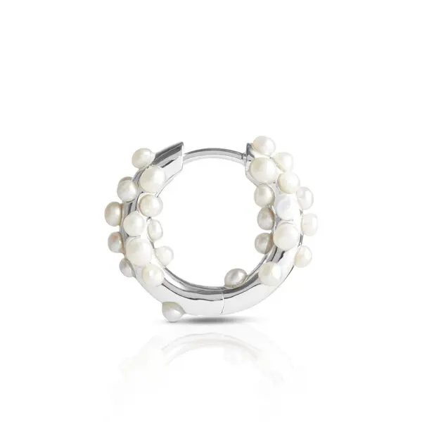 KASUN LONDON Silver And Pearl Hoop Earrings - Silver/white