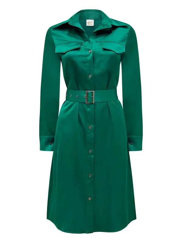 WHY MARY Jackie Satin Trench Coat Dress