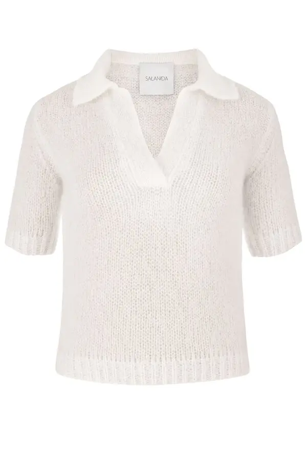 SALANIDA Melody Mohair Polo Top - White