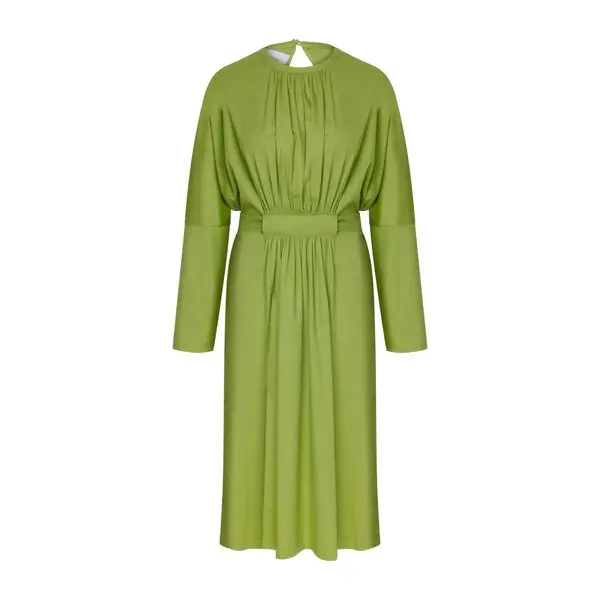 NAZLI CEREN Martha Open Back Cotton Dress - Green
