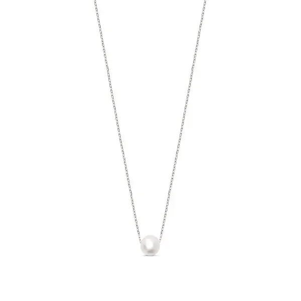 ESTERAH Pearl Solitaire Necklace - Silver