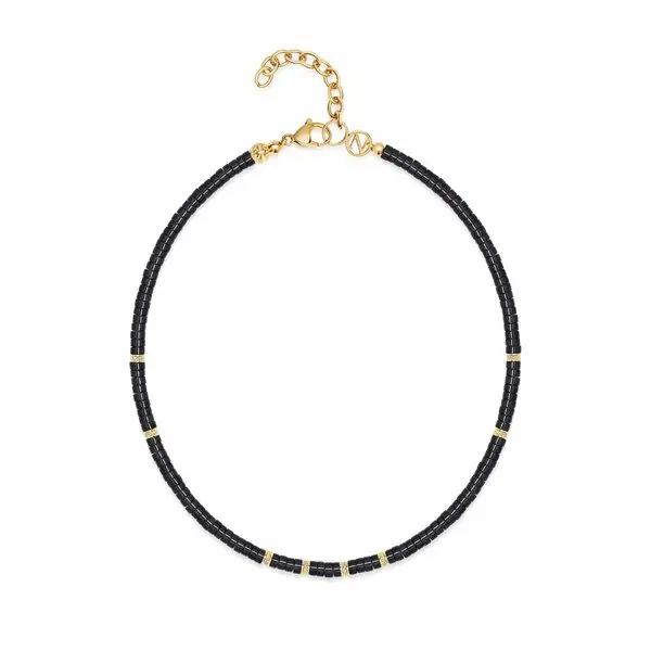 NIALAYA JEWELRY Heishi Black Onyx Choker - Black/gold