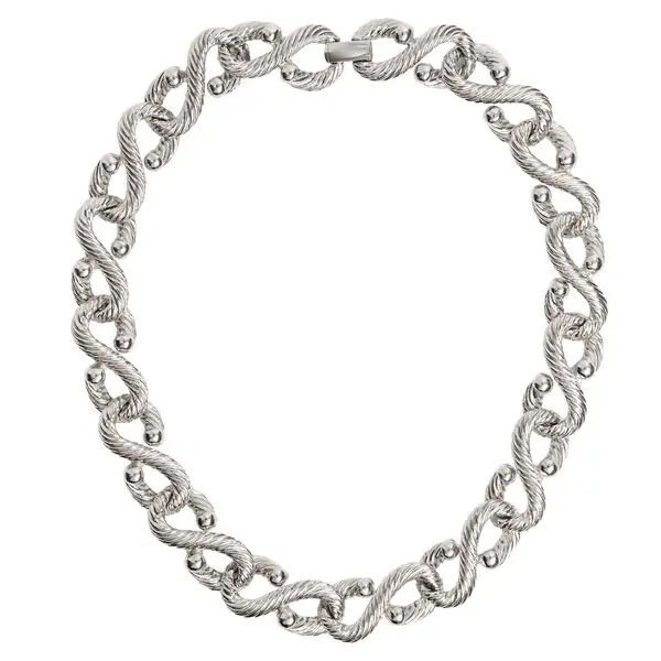 CARAMEL VINTAGE JEWELLERY Textured Rope Link Necklace - Silver
