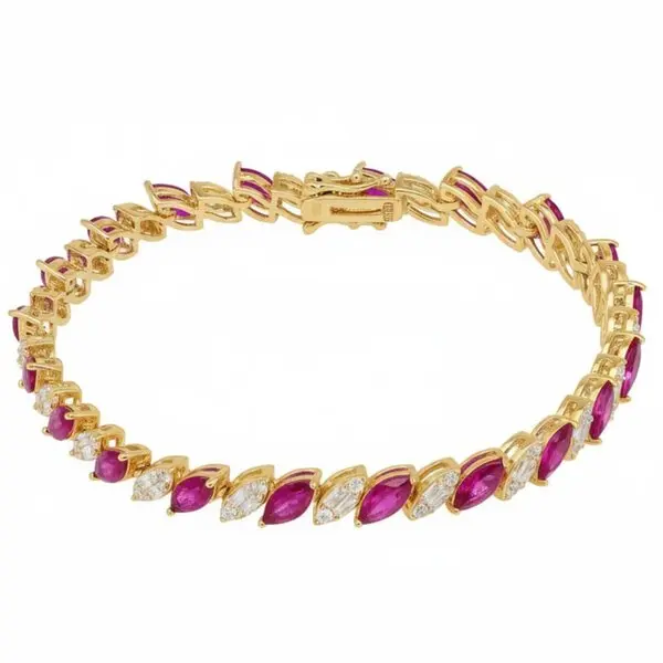 LATELITA Viscountess Tennis Bracelet - Gold/red/white