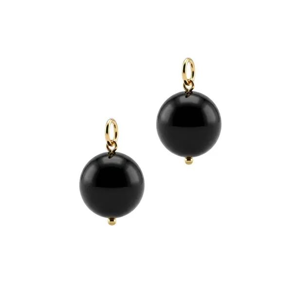 JAREDJAMIN Smooth Onyx Ball Earring Charms - Black