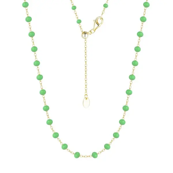 KAMARIA Enamel Beaded Chain Necklace - Green