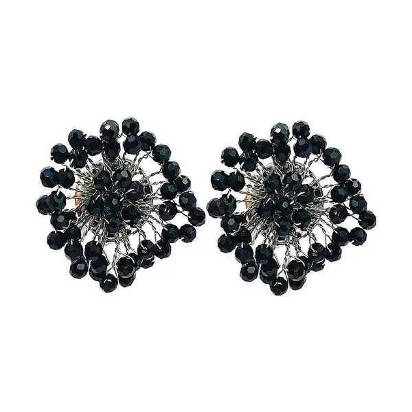 Fairchild Baldwin Button Beaded Earrings - Black