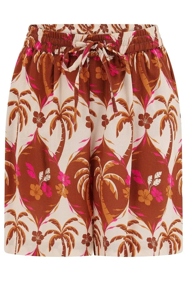 SUGARHILL BRIGHTON Patty Palm Waves Print Shorts - Brown