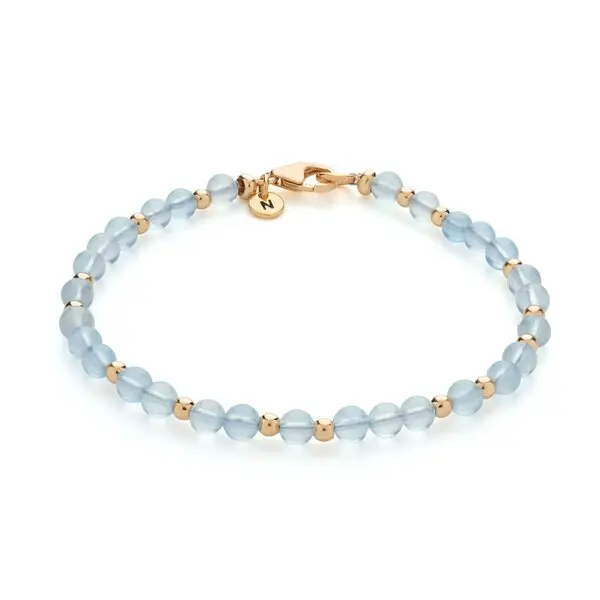 NELLOU JEWELLERY Aquamarine Beaded Bracelet - Blue
