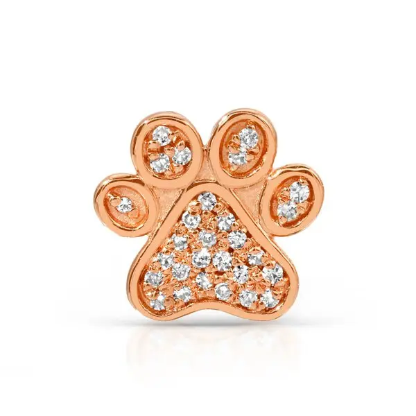 Maya Brenner Designs Pavé Paw Stud Earring - Rose Gold