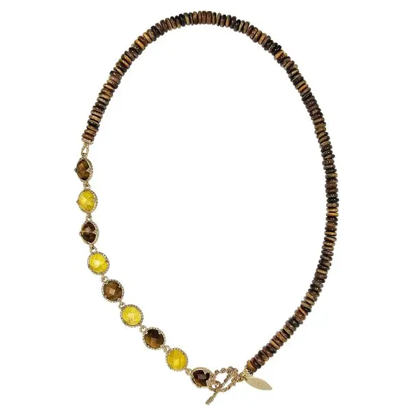 FARRA Tiger-eye With Citrine Stone Necklace - Yellow