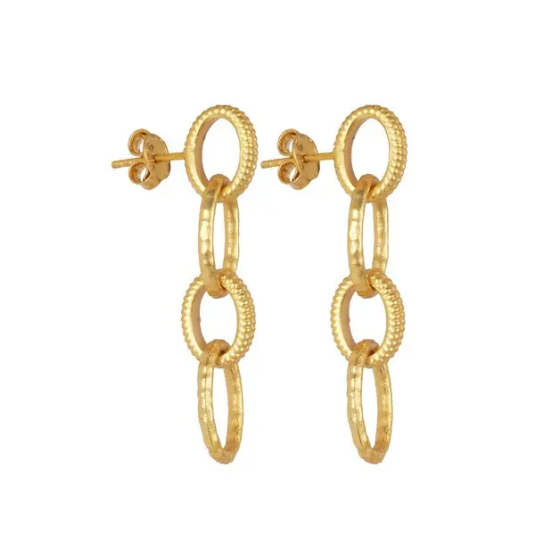 LILA RASA Oval Hammered Link Earrings - Gold