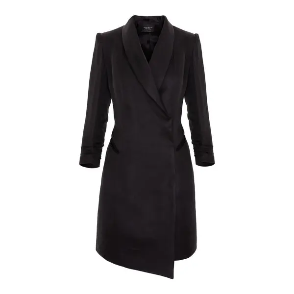 AVENUE N°29 Asymmetric Linen And Rayon Blazer Dress