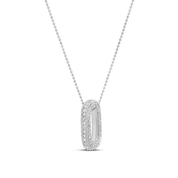 SHYMI Oval Pave Charm Pendant Necklace - Silver