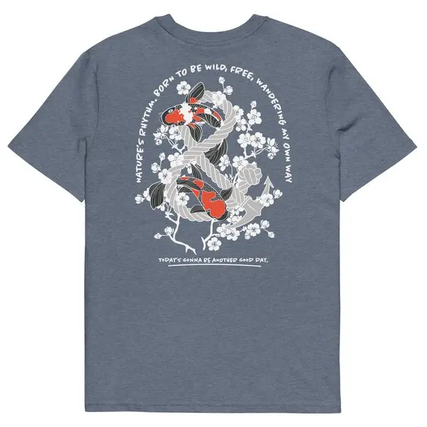 ANCHOR & CREW Heather Koi Fish Organic Cotton T-shirt - Blue