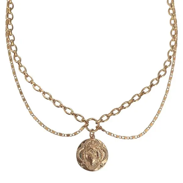 IN CAUDA VENENUM Messiah Heart Pendant Necklace - Gold