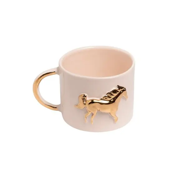 ANATOLIACRAFT Plated Horse Ceramic Mug - Gold