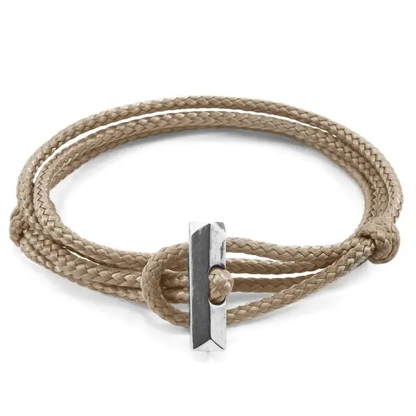 ANCHOR & CREW Oxford Silver And Rope Bracelet - Brown