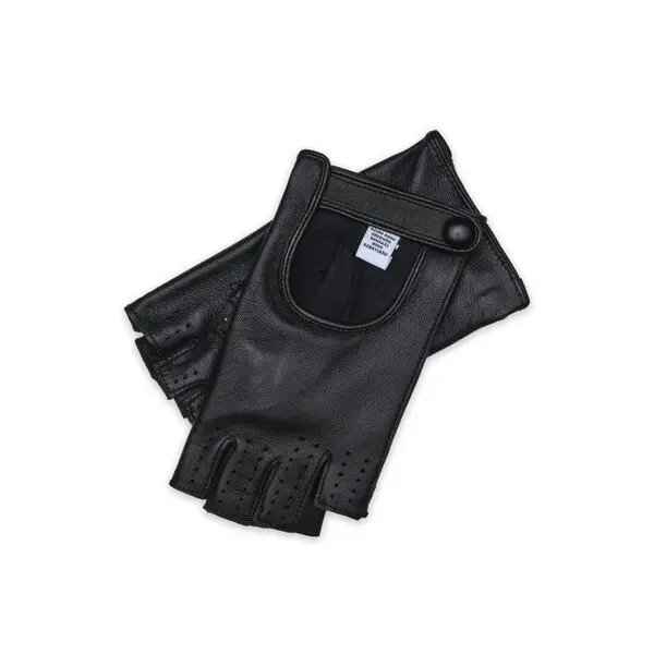 1861 GLOVE MANUFACTORY Siracusa Leather Fingerless Driving Gloves - Black