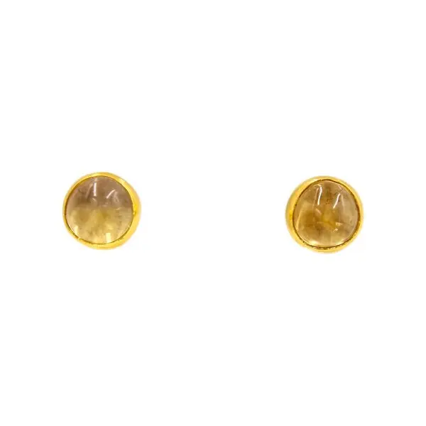 1610ISTANBUL Citrine Stud Earrings - Gold
