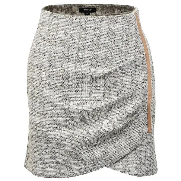 SMART AND JOY Asymmetrical Skirt With Satin Bias Detail - Brown