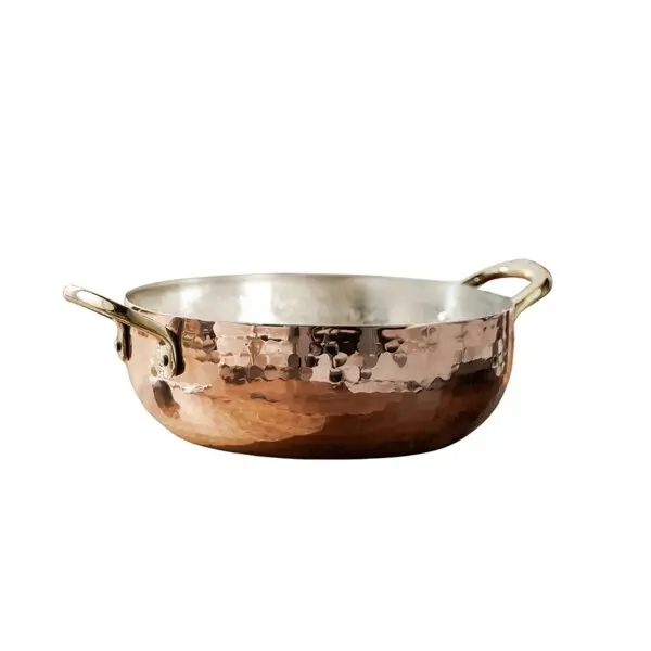 ANATOLIACRAFT Solid Hammered Copper Cooking Pan - Brown