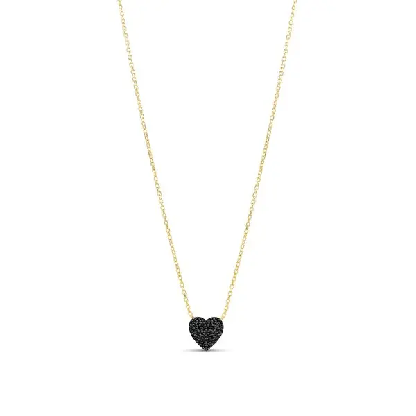 SHYMI Mini Pave Heart Necklace - Gold/black