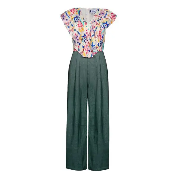 MAISON QALA Printed Jumpsuit - Green
