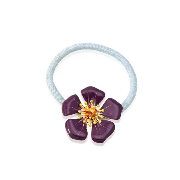 MILOU JEWELRY Primrose Flower Ponytail Holder - Purple