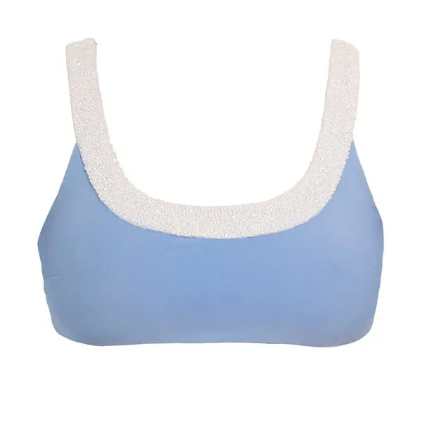 SELF-ADORE Zenya Hand-beaded Embellished Bikini Top - White/blue