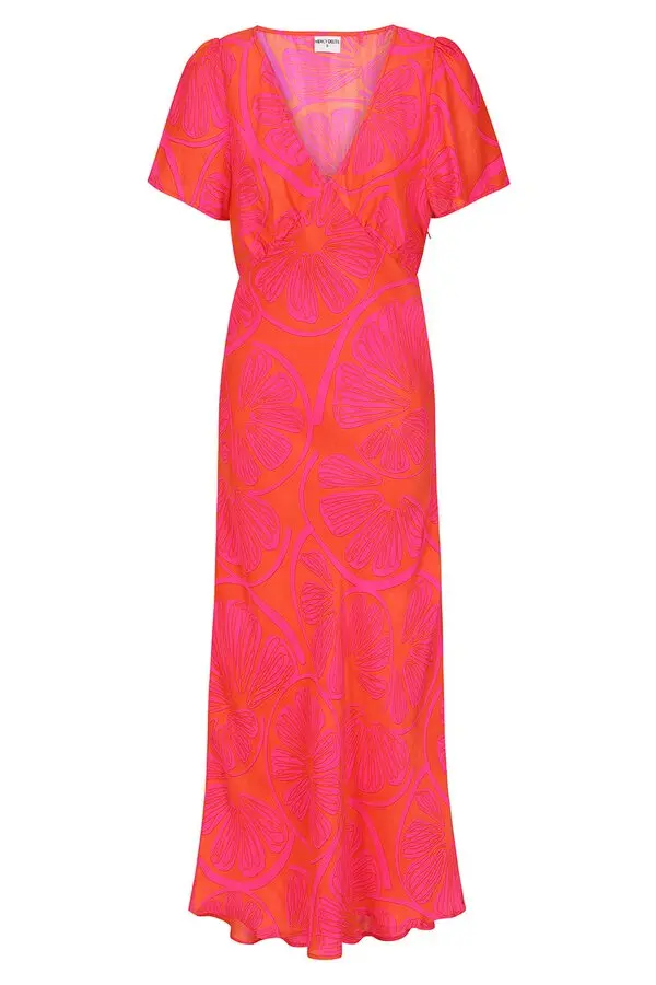 MERCY DELTA Stewart Limoncello Pompelmo Maxi Dress