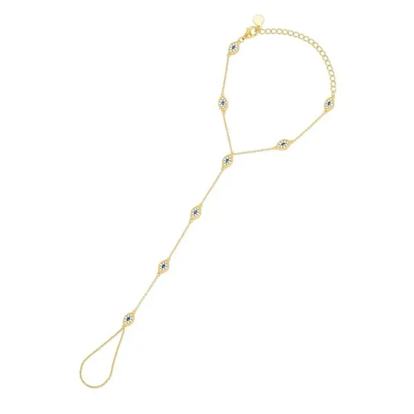 ZEPPLIN THE LABEL Nikki Handchain Vermeil Evil Eye Handchain - Gold