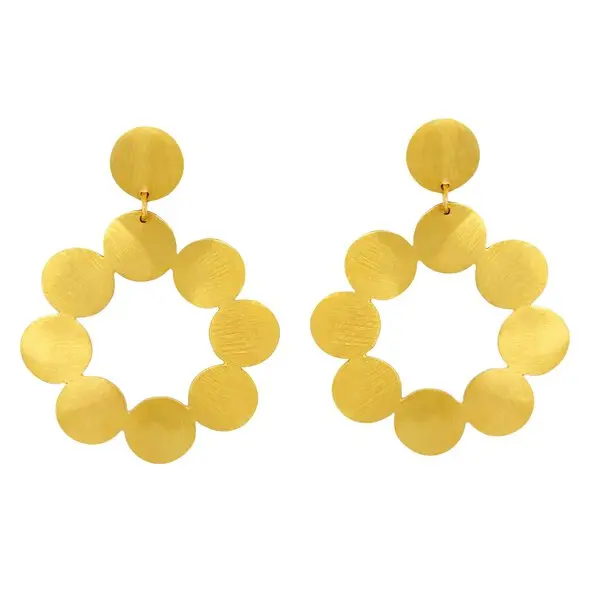 GEM BAZAAR JEWELLERY Sun Disc Hoop Earrings - Gold