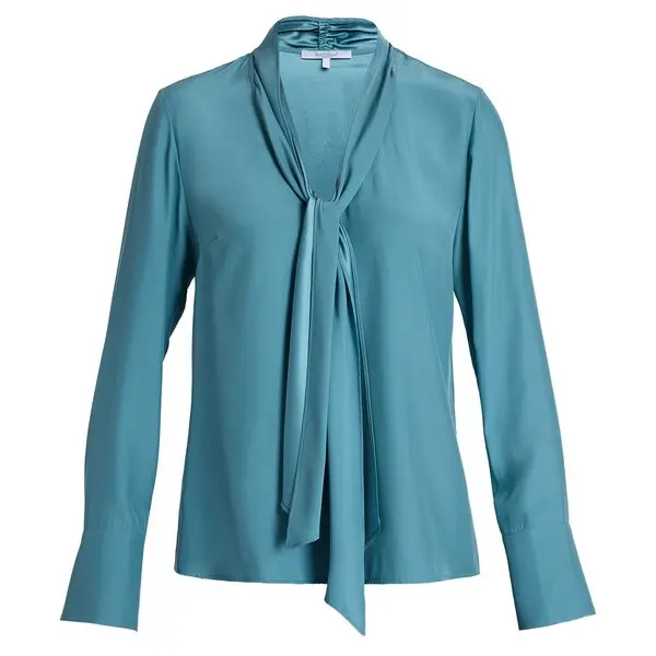 Santorelli Amanda Silk Tie Neck Blouse