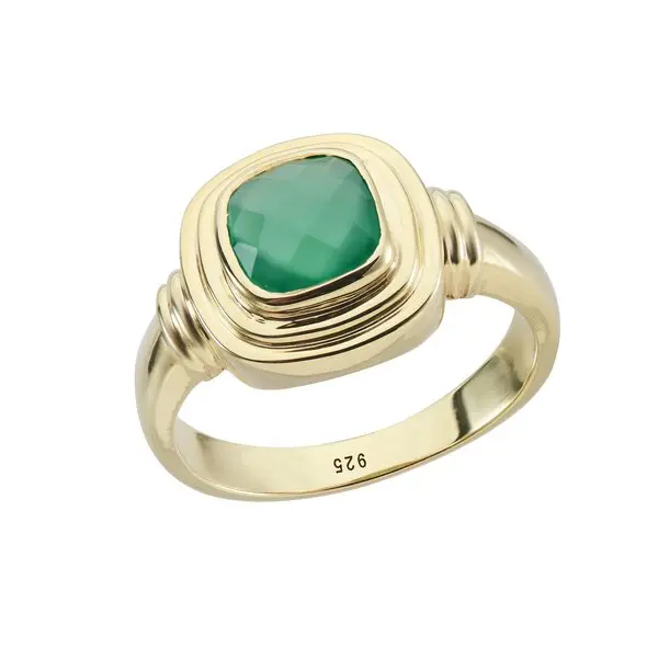 AUREE JEWELLERY California Cushion Onyx Ring - Green