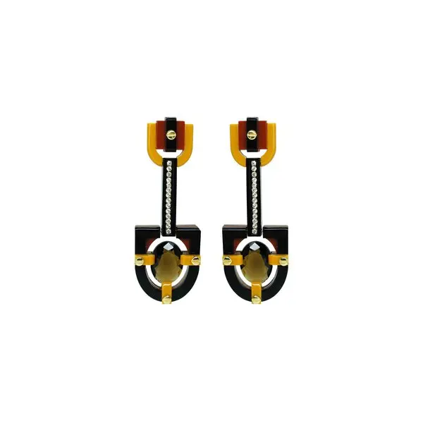 GISSA BICALHO Acrylic Stone Dangle Earrings - Brown