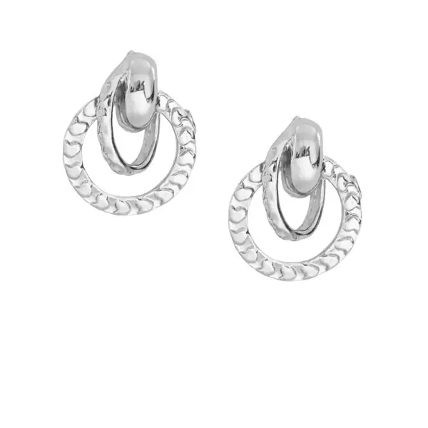 MAISON DE GALA Double Hoop Statement Stud Earrings - Silver