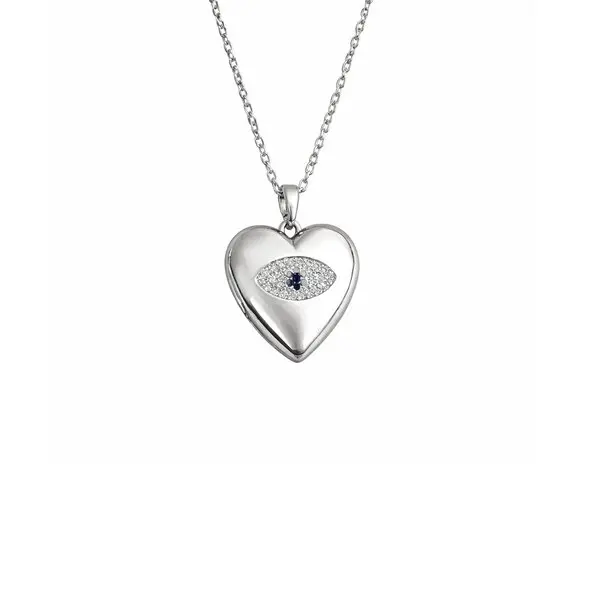 MAISON DE GALA Heart Evil Eye Pendant Necklace - Silver