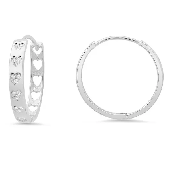 KYLIE HARPER 25mm Sterling Cz Heart Hoop Earrings - Silver