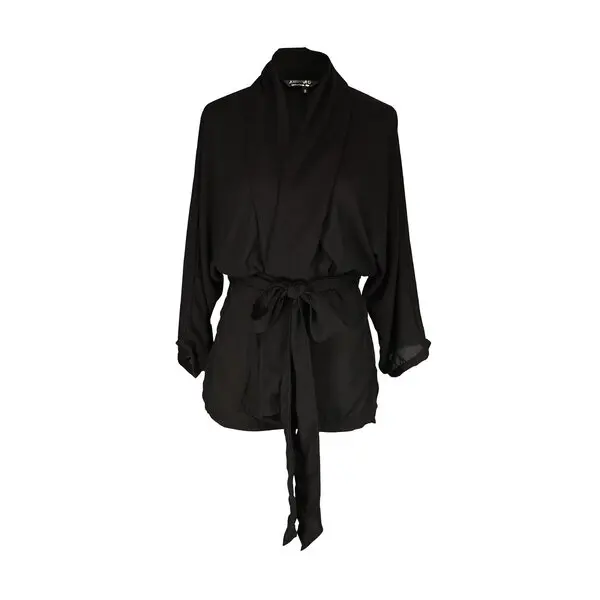 JENNAFER GRACE Dolman Wrap Kimono Top - Black