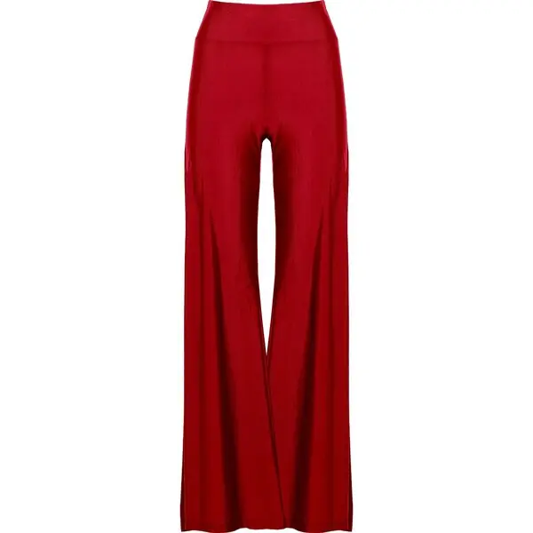ANTONINIAS High-waisted Wide Leg Pants With Slit - Red