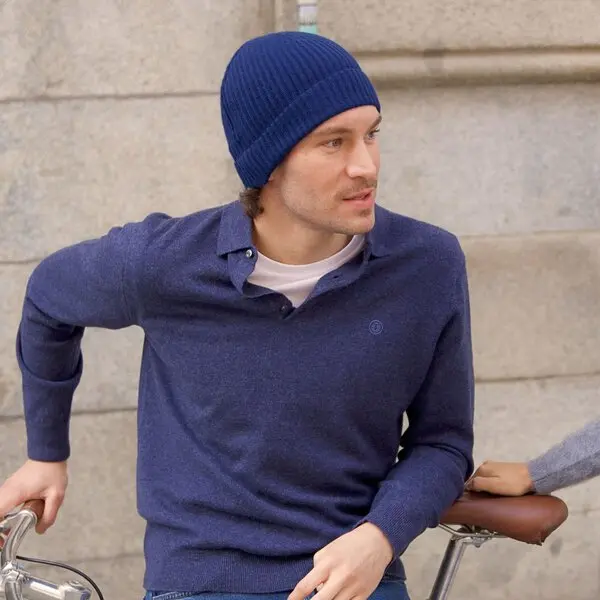 BEL CASHMERE Cashmere Denim Beanie - Blue