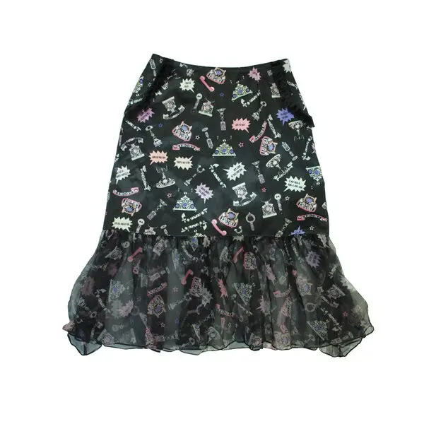 TRAMP IN DISGUISE Printed Skirt With Organza Frill