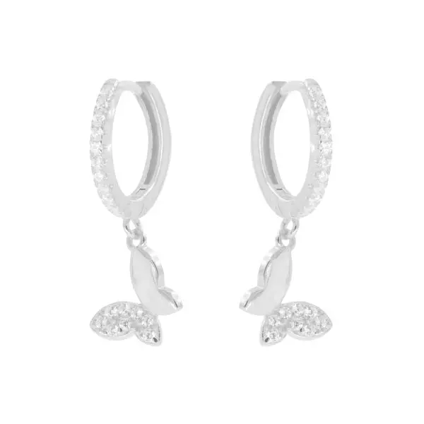 KAMARIA Butterfly Crystal Huggie Earrings - Silver